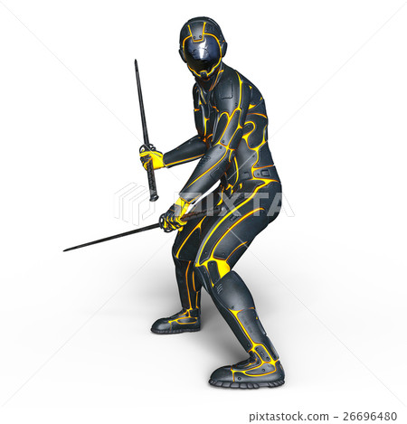 Cyborg Swordsman - Stock Illustration [26696480] - PIXTA