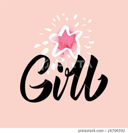Girl. Calligraphy Lettering illustration. - Stock Illustration ...