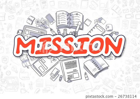 Mission - Cartoon Red Inscription. Business - Stock Illustration ...