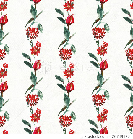 Seamless pattern with red flowers - Stock Illustration [26739172] - PIXTA