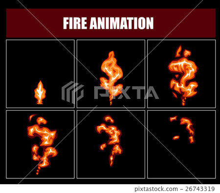 Fire animation sprites, vector flame video frames - Stock Illustration ...