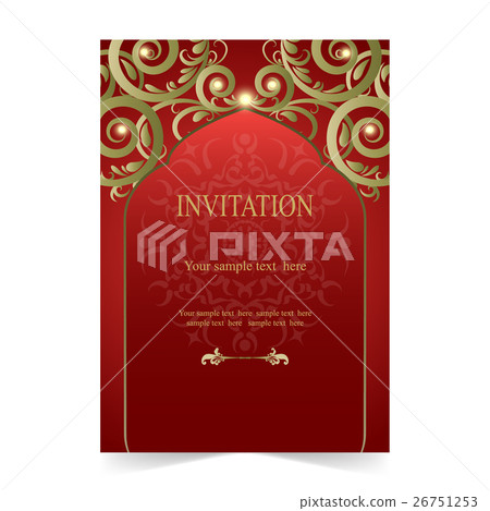 Invitation card, wedding card red background - Stock Illustration ...