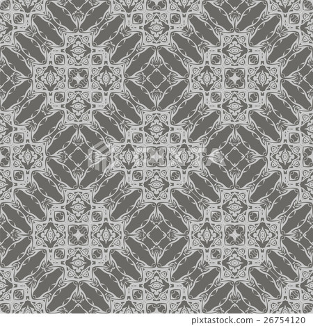 Grey Ornamental Seamless Line Pattern - Stock Illustration [26754120 ...