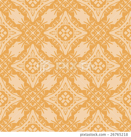 Orange Ornamental Seamless Line Pattern - Stock Illustration [26765218 ...
