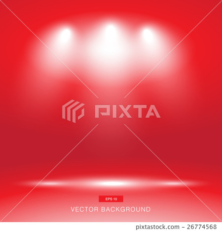 Empty red gallery wall with lights effect - Stock Illustration ...