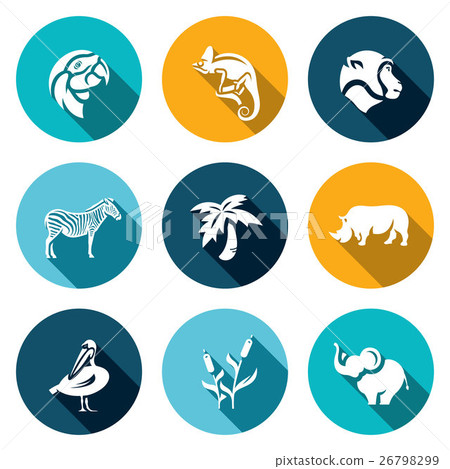 Vector Set of Africa Animals Icons. - Stock Illustration [26798299] - PIXTA