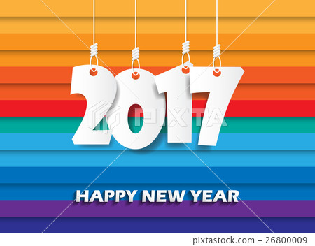 Happy new 2017 year. Greetings card. - Stock Illustration [26800009 ...