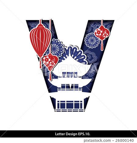 Vector of Oriental style alphabet tape V - Stock Illustration [26800140 ...