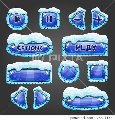 Winter buttons with snow - Stock Illustration [26821132] - PIXTA
