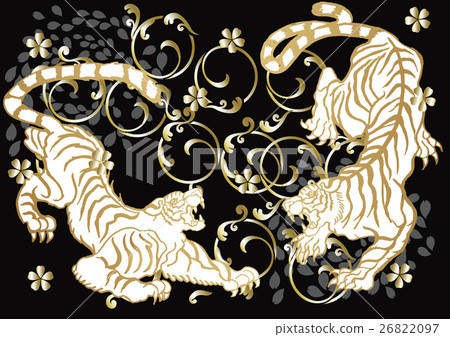 Japanese Pattern Tiger - Stock Illustration [26822097] - PIXTA