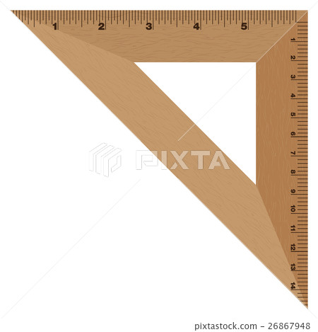Wooden Ruler Triangle. Instrument of Measurement. - Stock Illustration ...