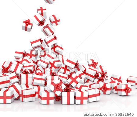 Falling Christmas gift boxes on white background - Stock Illustration ...