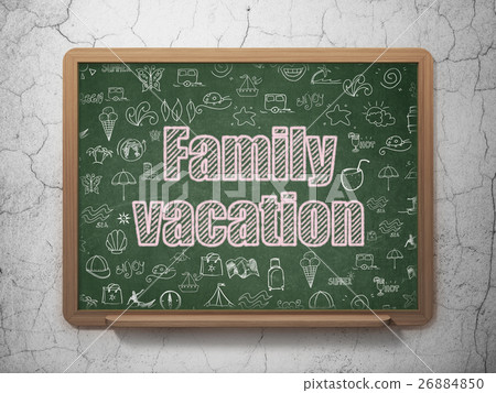 Tourism concept: Family Vacation on School board - Stock Illustration ...