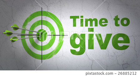 Time concept: target and Time To Give on wall - Stock Illustration ...