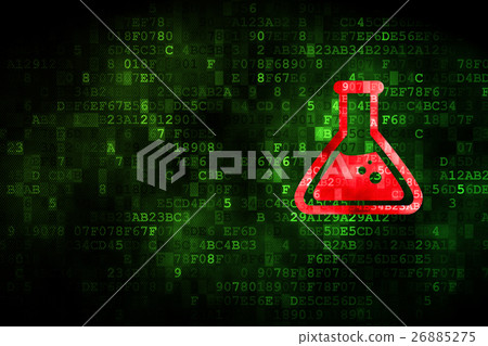 Science concept: Flask on digital background - Stock Illustration ...