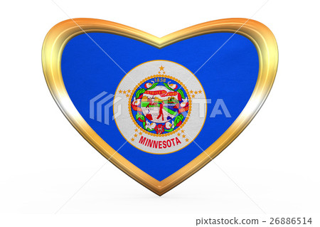 Flag of Minnesota in heart shape, golden frame - Stock Illustration ...