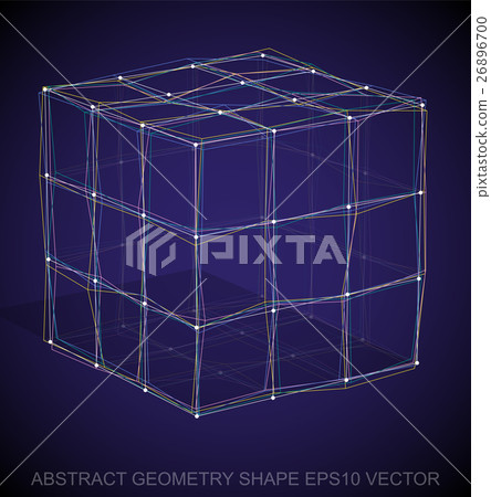 Abstract stereometry shape: Multicolor sketched - Stock Illustration ...