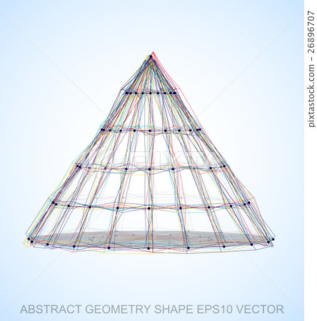 Abstract geometry shape: Multicolor sketched Cone - Stock Illustration ...