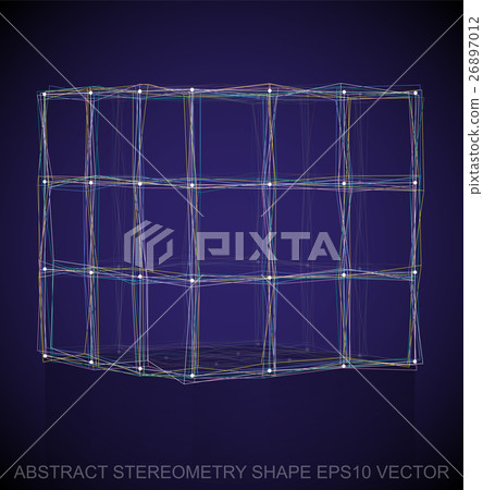 Abstract stereometry shape: Multicolor sketched - Stock Illustration ...