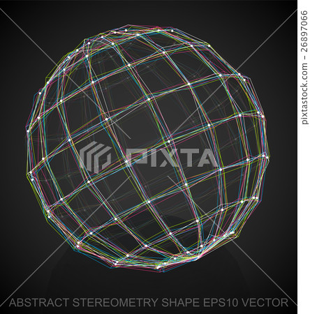 Abstract stereometry shape: Multicolor sketched - Stock Illustration ...
