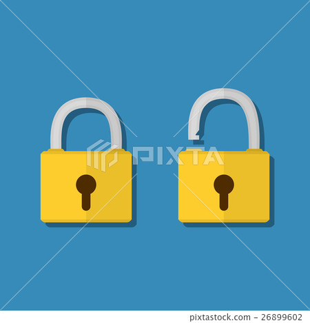 Lock open and lock closed - Stock Illustration [26899602] - PIXTA