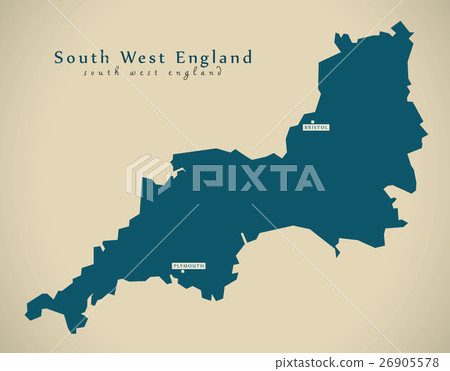 Modern Map - South West England UK Illustration - Stock Illustration ...