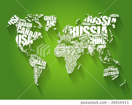 World Map in Typography word cloud - Stock Illustration [26910411] - PIXTA