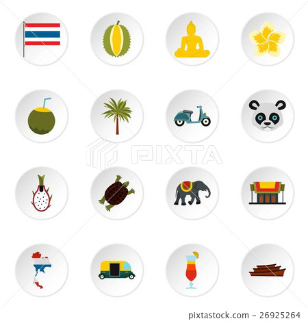Thailand icons set, flat style - Stock Illustration [26925264] - PIXTA