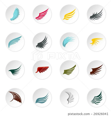 Wing icons set, flat style - Stock Illustration [26926041] - PIXTA