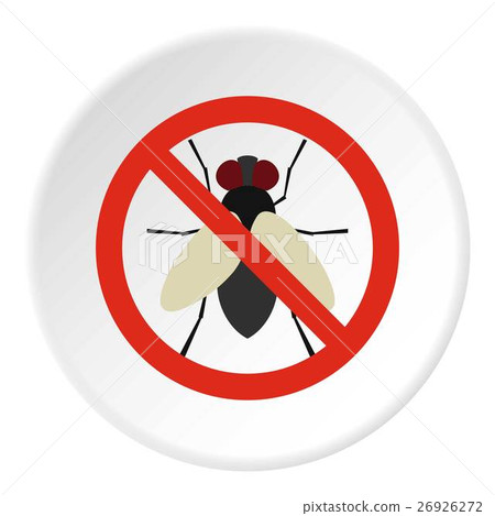 Prohibition sign flies icon, flat style - Stock Illustration [26926272 ...