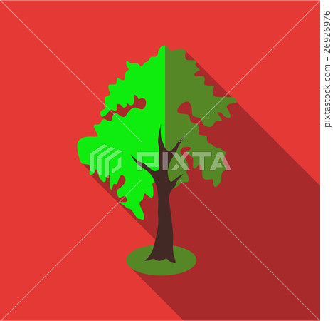 Fluffy tall tree icon, flat style - Stock Illustration [26926976] - PIXTA