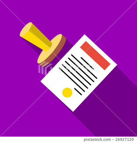 Seal to document icon, flat style - Stock Illustration [26927120] - PIXTA