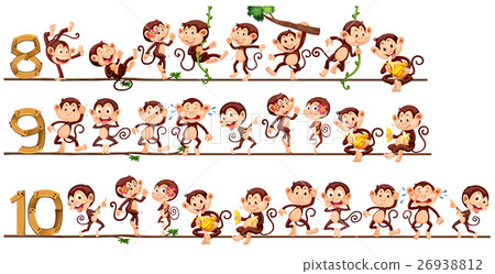 Counting numbers with monkeys - Stock Illustration [26938812] - PIXTA