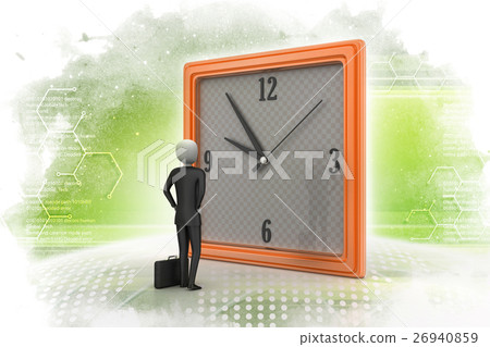 Business man watching time in color background - Stock Illustration ...