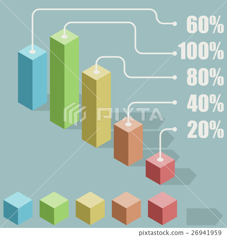 Abstract flat 3D bar graph vector template. - Stock Illustration ...