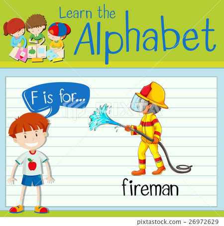 Flashcard letter F is for fireman - Stock Illustration [26972629] - PIXTA