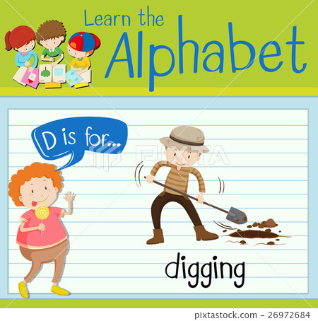 Flashcard letter D is for digging - Stock Illustration [26972684] - PIXTA
