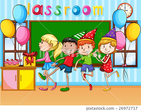Children having party in classroom - Stock Illustration [26972717] - PIXTA