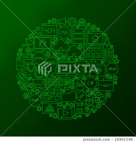 Line Coding Icons Circle - Stock Illustration [26991546] - PIXTA