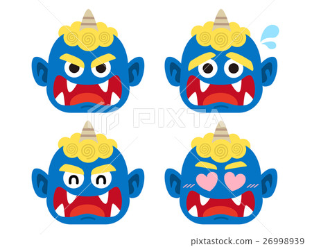 Expression set of blue demon's expression - Stock Illustration ...