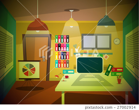 Office Room Retro Vector Cartoon - Stock Illustration [27002914] - PIXTA