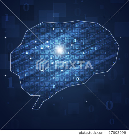 Binary Code Brain Concept Background - Stock Illustration [27002996] - PIXTA