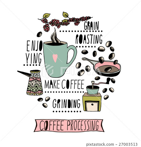 Coffee making process illustration. - Stock Illustration [27003513] - PIXTA