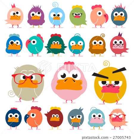 Chicken. Funky Birds Set. Vector Funny Animals. - Stock Illustration ...