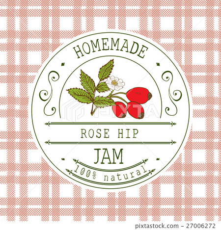 Jam label design template. for Rose hip dessert - Stock Illustration ...