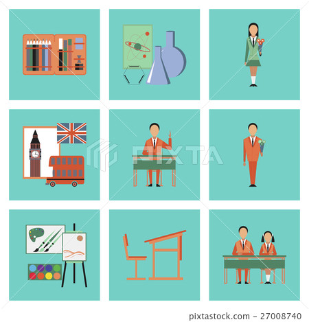 assembly flat icons Education School lessons - Stock Illustration ...