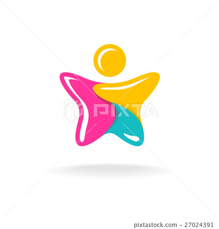 Man in a star shape colorful logo. - Stock Illustration [27024391] - PIXTA