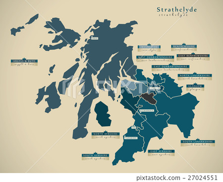 Modern Map - Strathclyde UK Scotland illustration - Stock Illustration ...