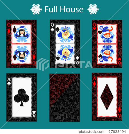 full house playing card poker combination. - Stock Illustration ...