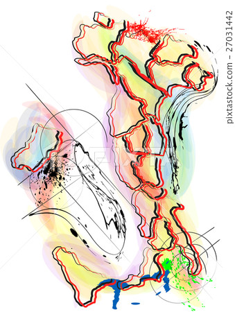 abstract multicolor map of Italy - Stock Illustration [27031442] - PIXTA